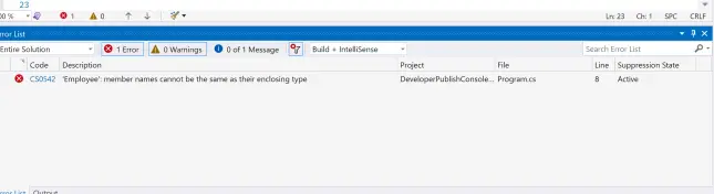 C Error Cs0542 User Defined Type Member Names Cannot Be The Same