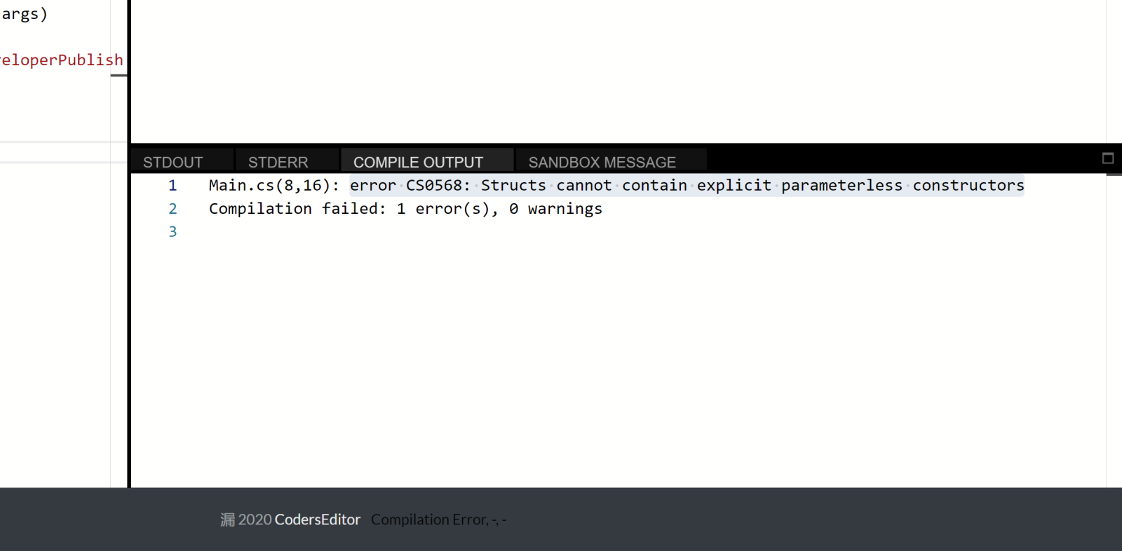 C Error Cs0568 Structs Cannot Contain Explicit Parameterless Constructors