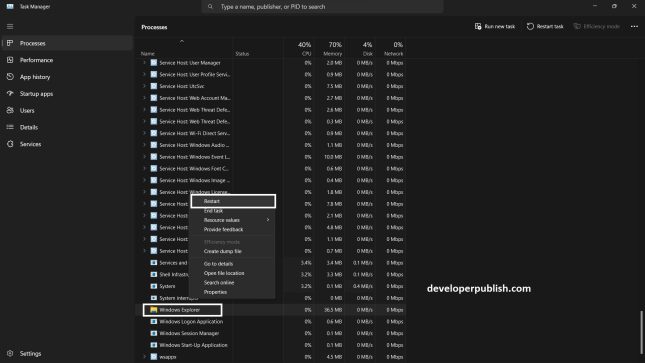 How to Restart Windows Explorer Process in Windows 11?