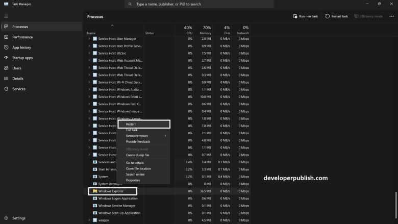 How to Restart Windows Explorer Process in Windows 11?