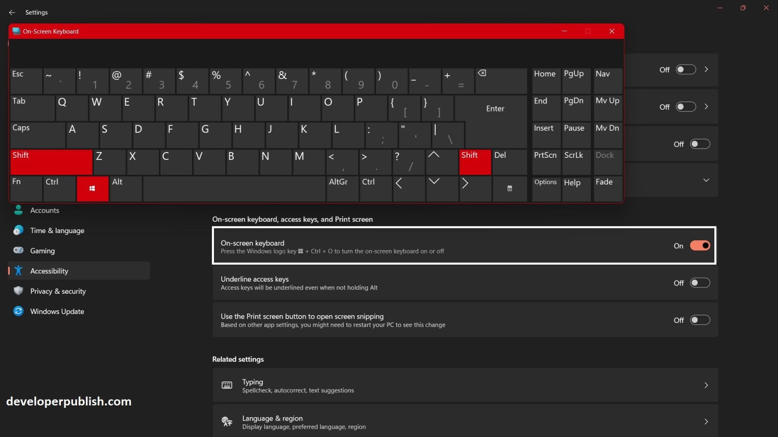 How To Enable Or Disable Shift Lock On Touch Keyboard In Windows 11