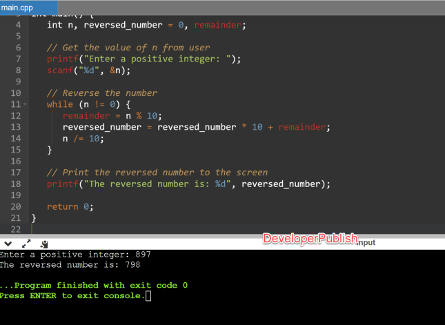 C Program to Reverse a Given Number