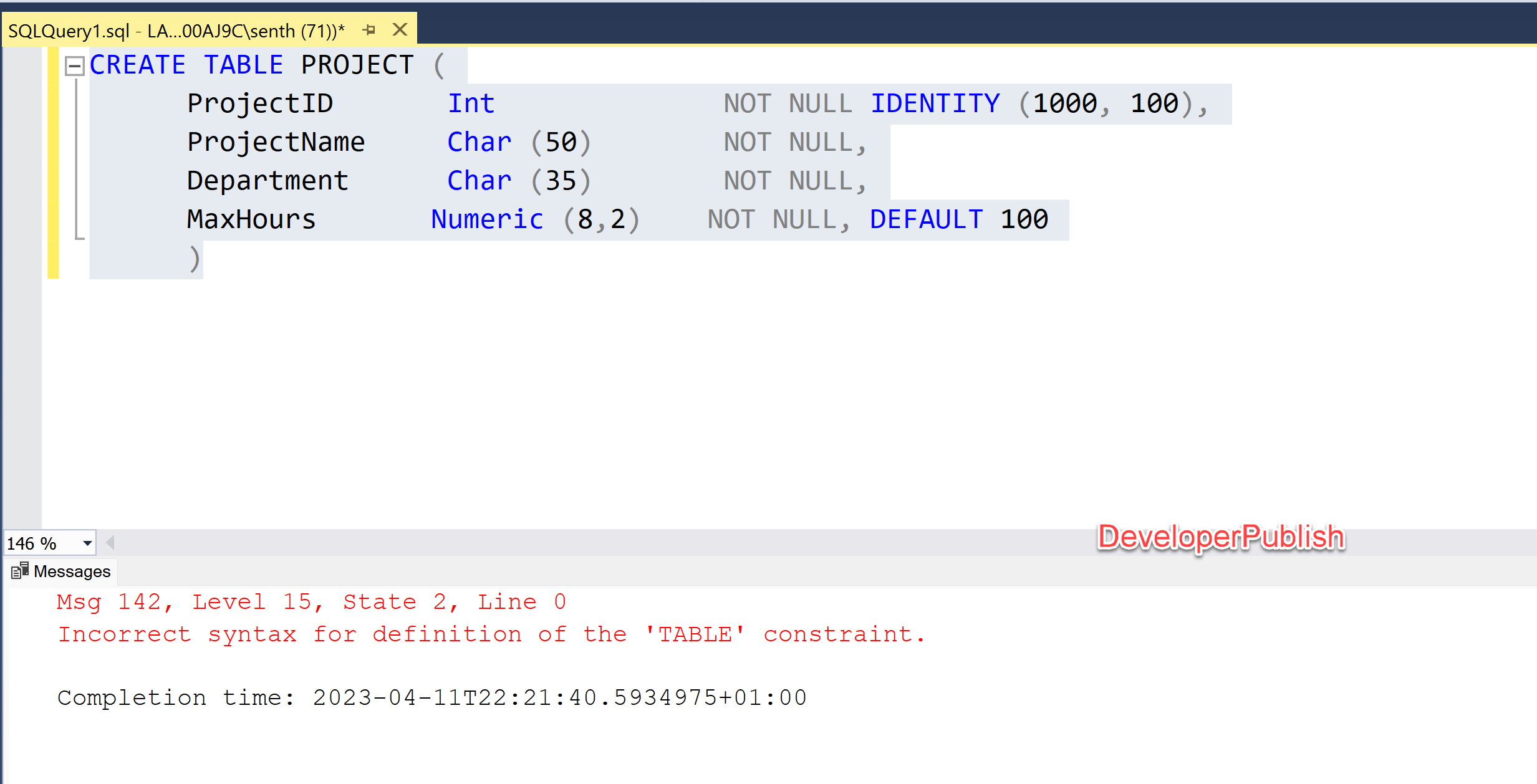 Sql Server Error Msg 142 Incorrect Syntax For Definition Of The ‘ls Constraint