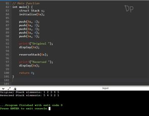 C Program to Reverse a Stack using Recursion
