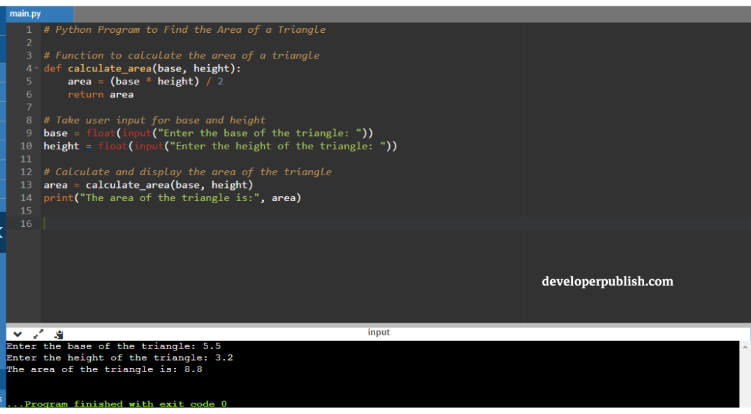 Python Program to Find the Area of a Triangle