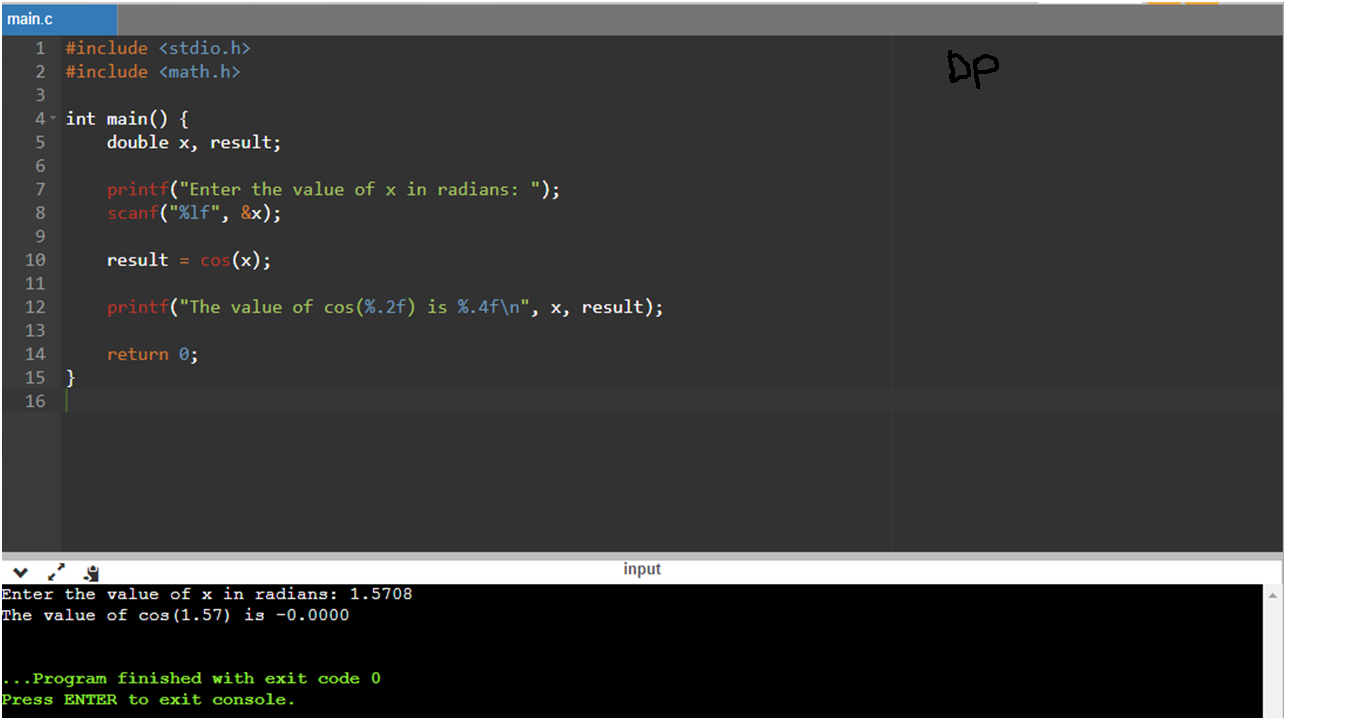 C Program to Calculate the Value of cos(x)