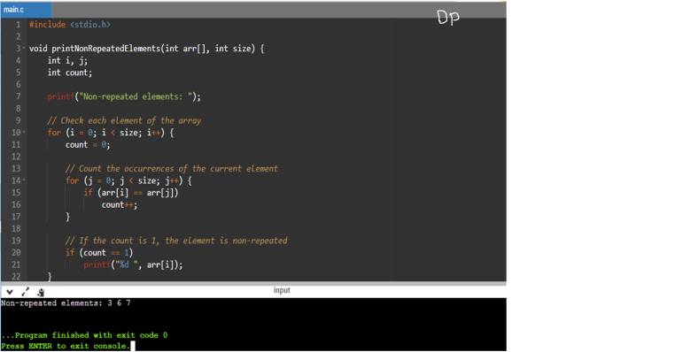 C Program to Print all Non Repeated Elements in an Array