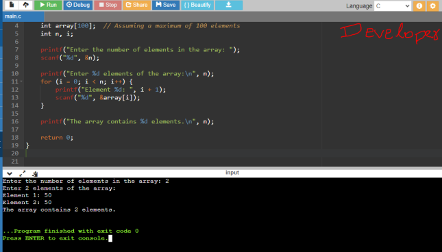 C Program To Find The Number Of Elements In An Array