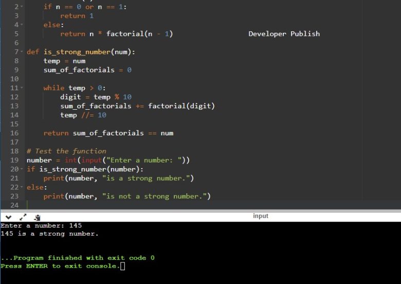 Python Program to Check if a Number is a Strong Number