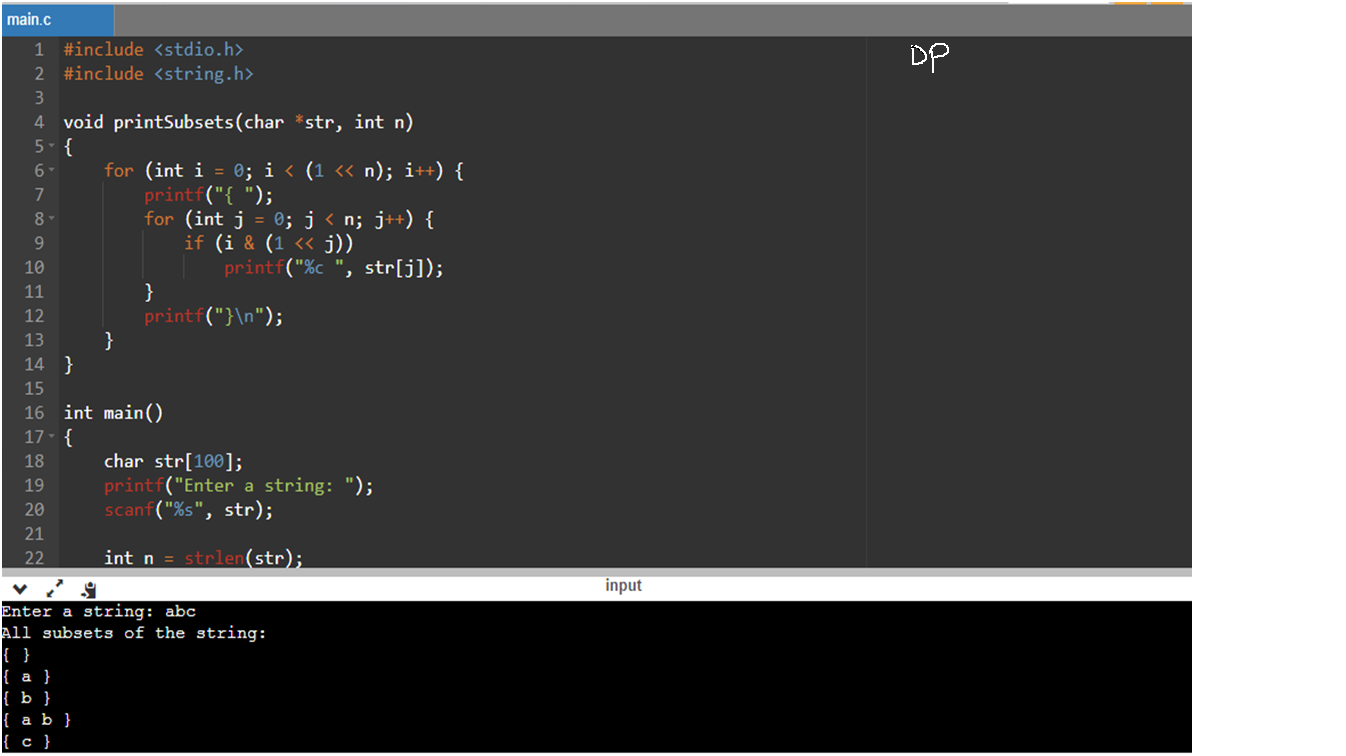 C Program to Find All Possible Subsets of a String C Program to Find All Possible Subsets of a String