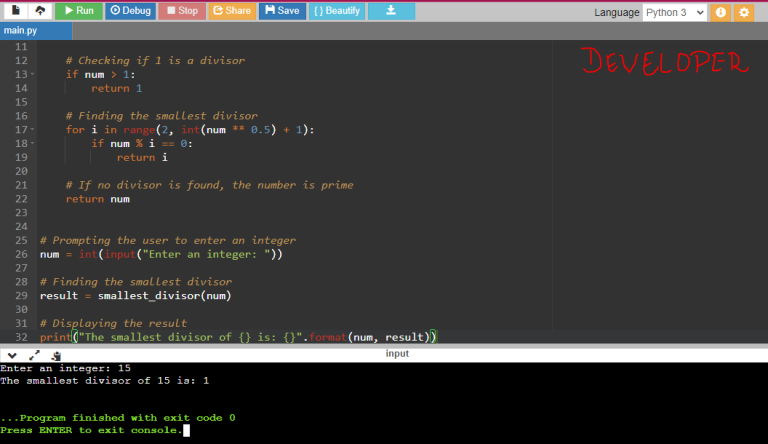 Python Program to Find the Smallest Divisor of an Integer