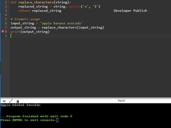 Python Program to Replace All Occurrences of ‘a’ with $ in a String