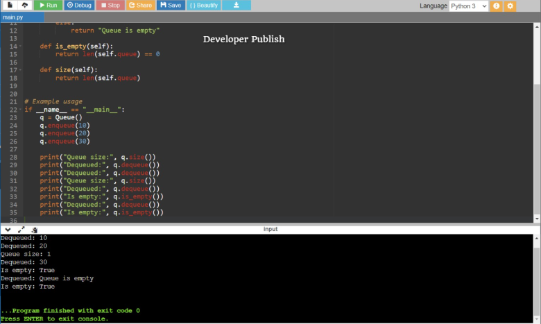 Python Program to Implement Queue