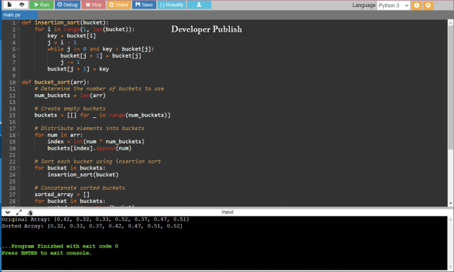 Python Program to Implement Bucket Sort
