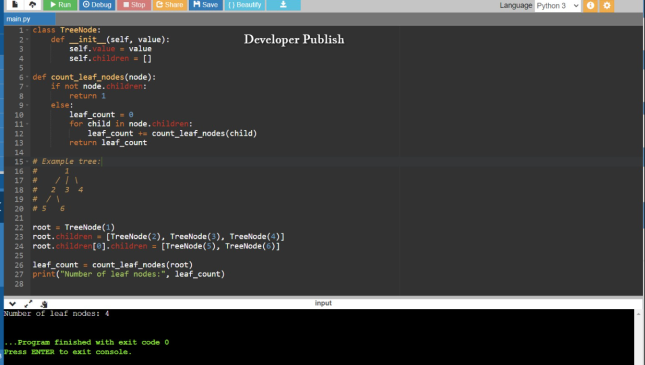 Python Program to Count Leaf Nodes in a Tree