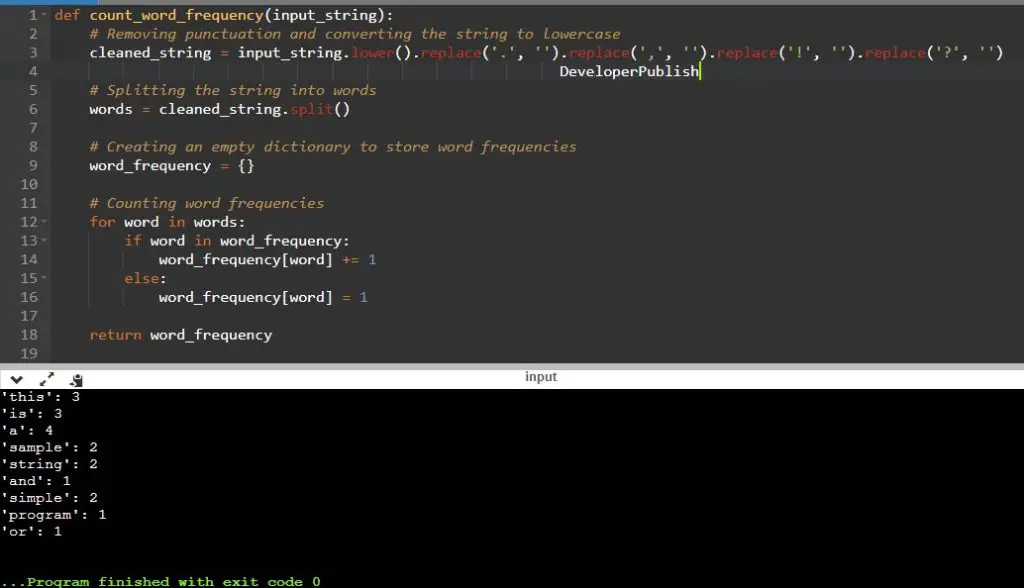 Python Program To Count The Frequency Of Each Word In A String Using