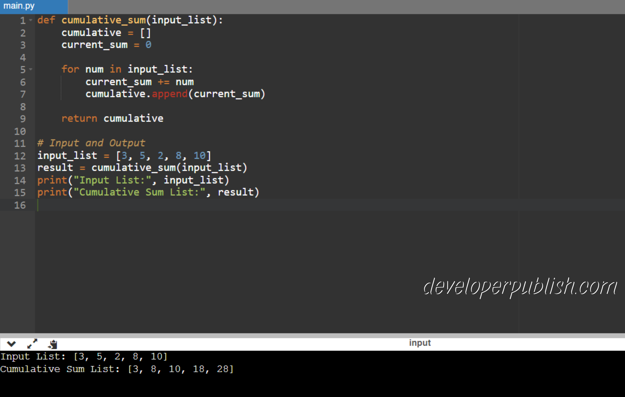 Python Program To Find The Cumulative Sum Of A List