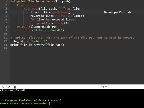 Python Program to Print the Contents of File in Reverse Order