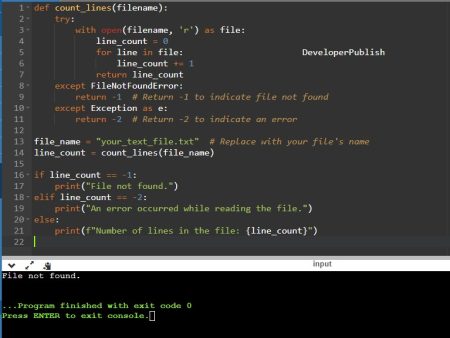 Python Program to Count the Number of Lines in Text File