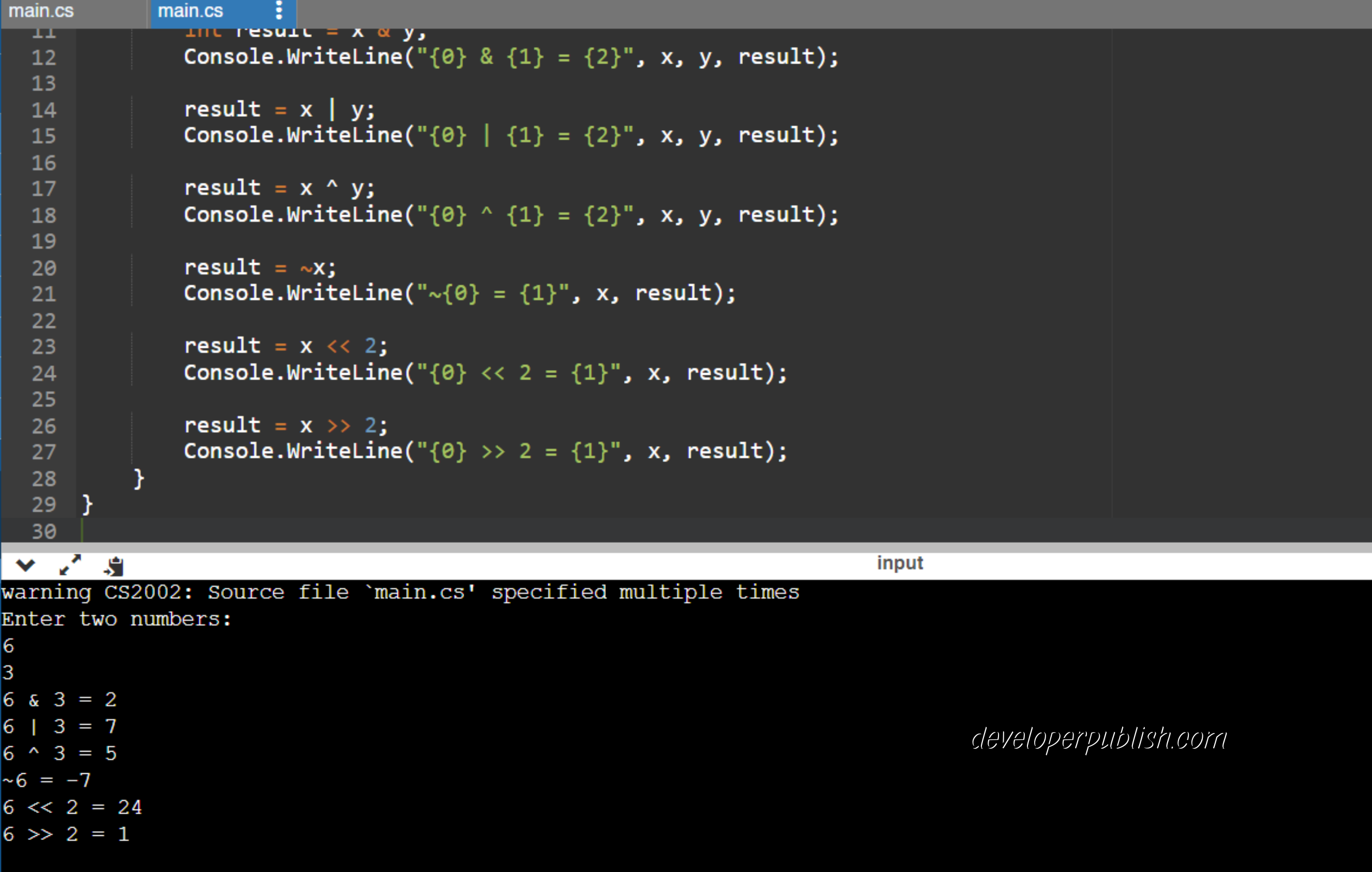 C Program To Demonstrate Bitwise Operators 4868