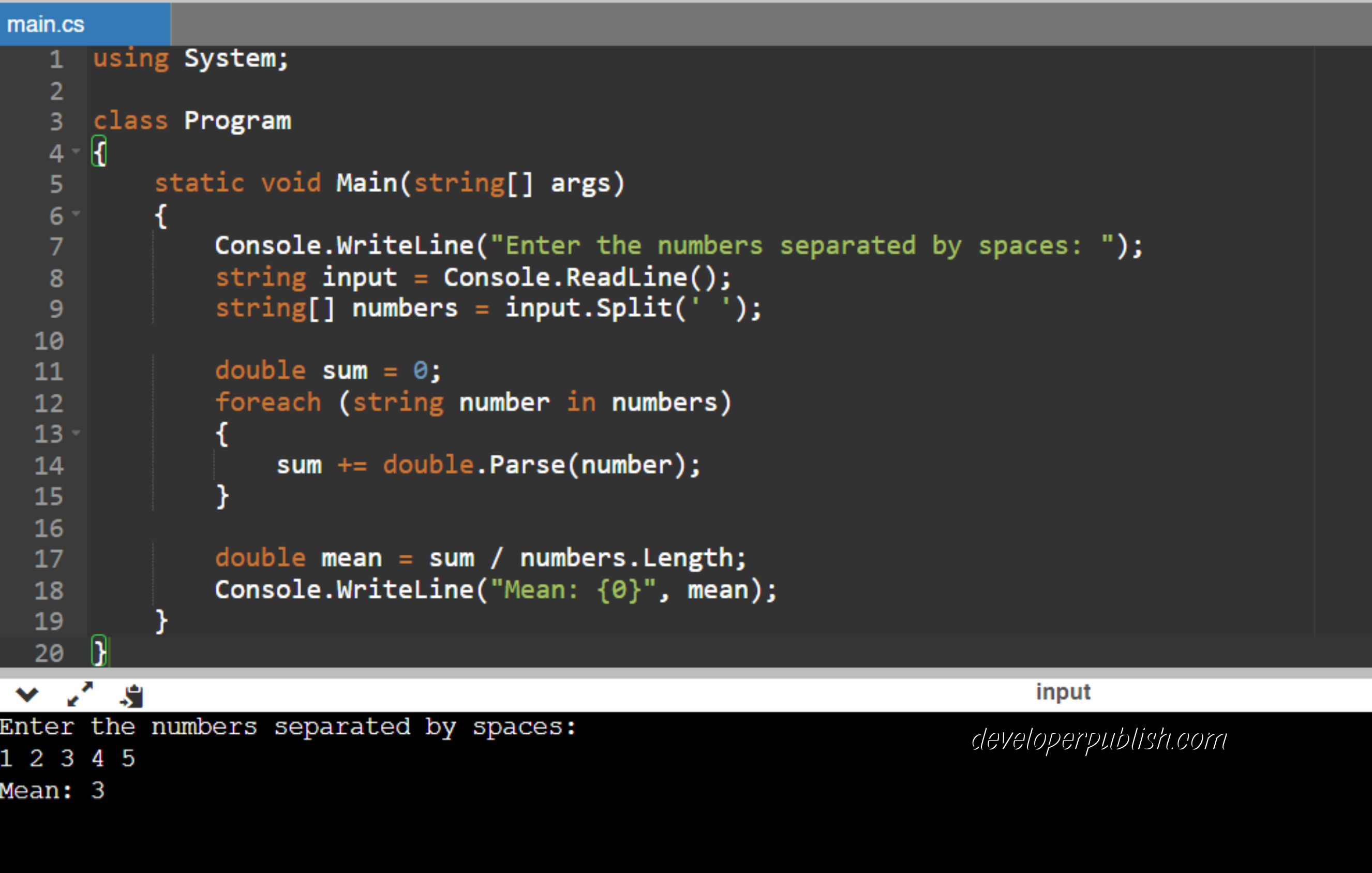 C# Program to Find the Mean