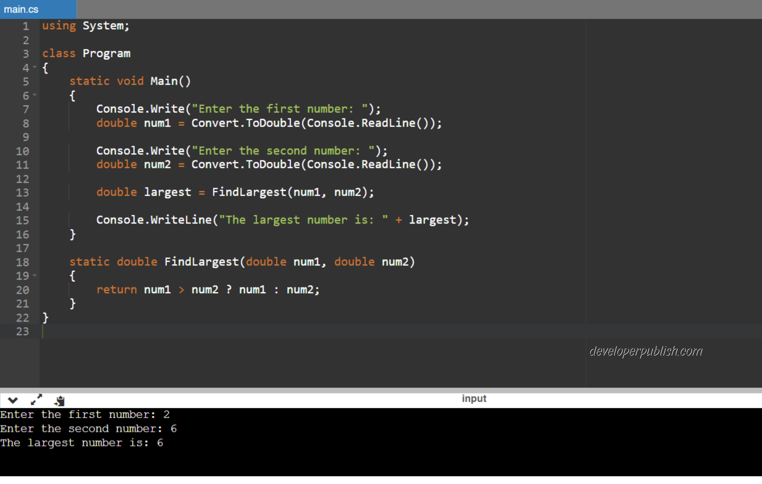 C Program To Find The Largest Of Two Numbers